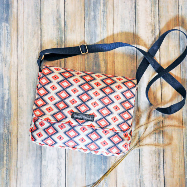 Pink and Navy Blue Aztec Print Mini Messenger Bag – Joanna Stanek